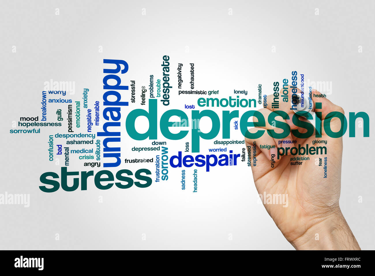 Depression concept word cloud background Stock Photo - Alamy