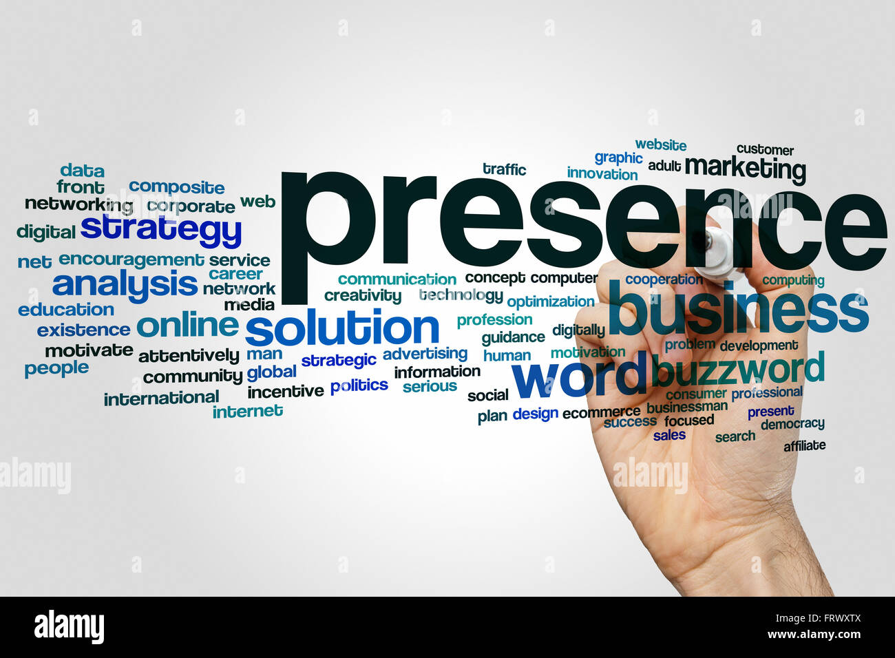 Presence concept word cloud background Stock Photo - Alamy