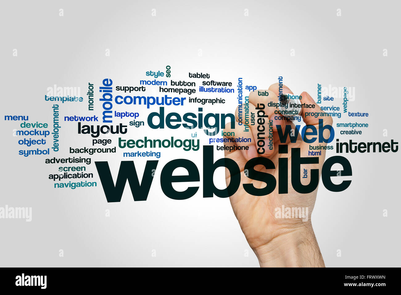 Website word cloud concept with internet design related tags Stock ...