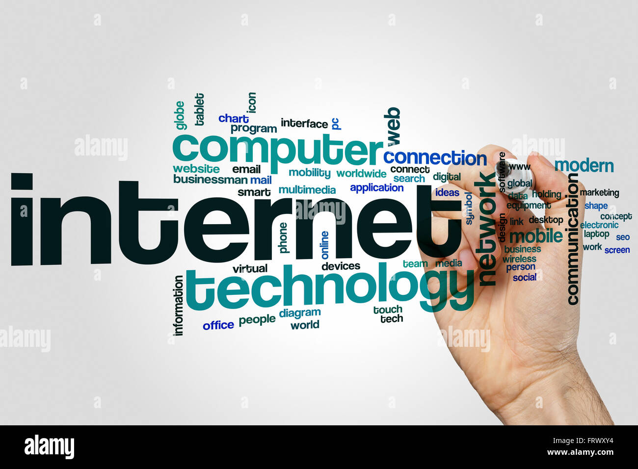 Internet word cloud concept with computer network related tags Stock ...