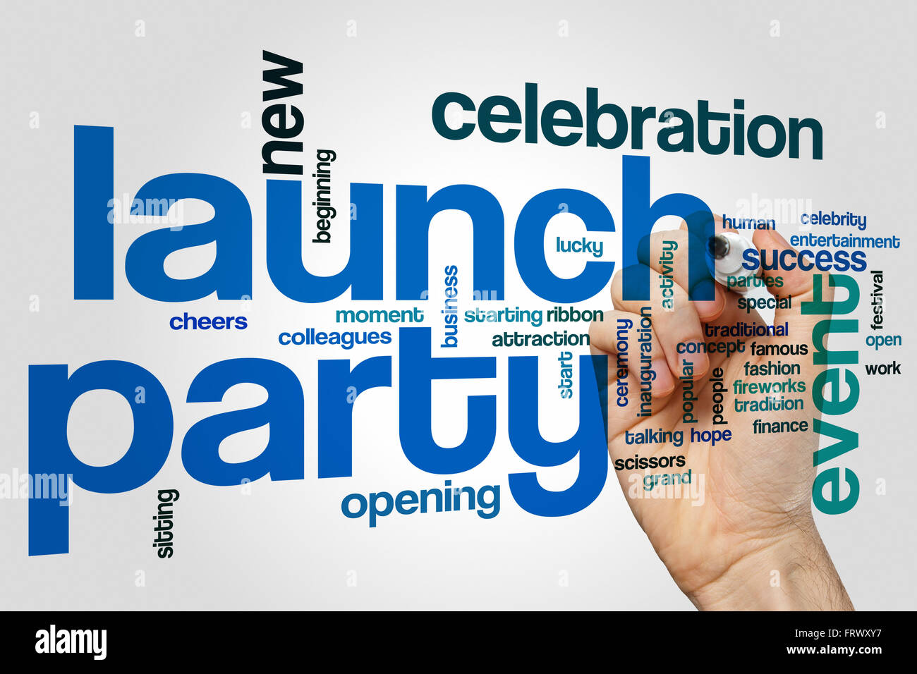 Launch party concept word cloud background Stock Photo - Alamy