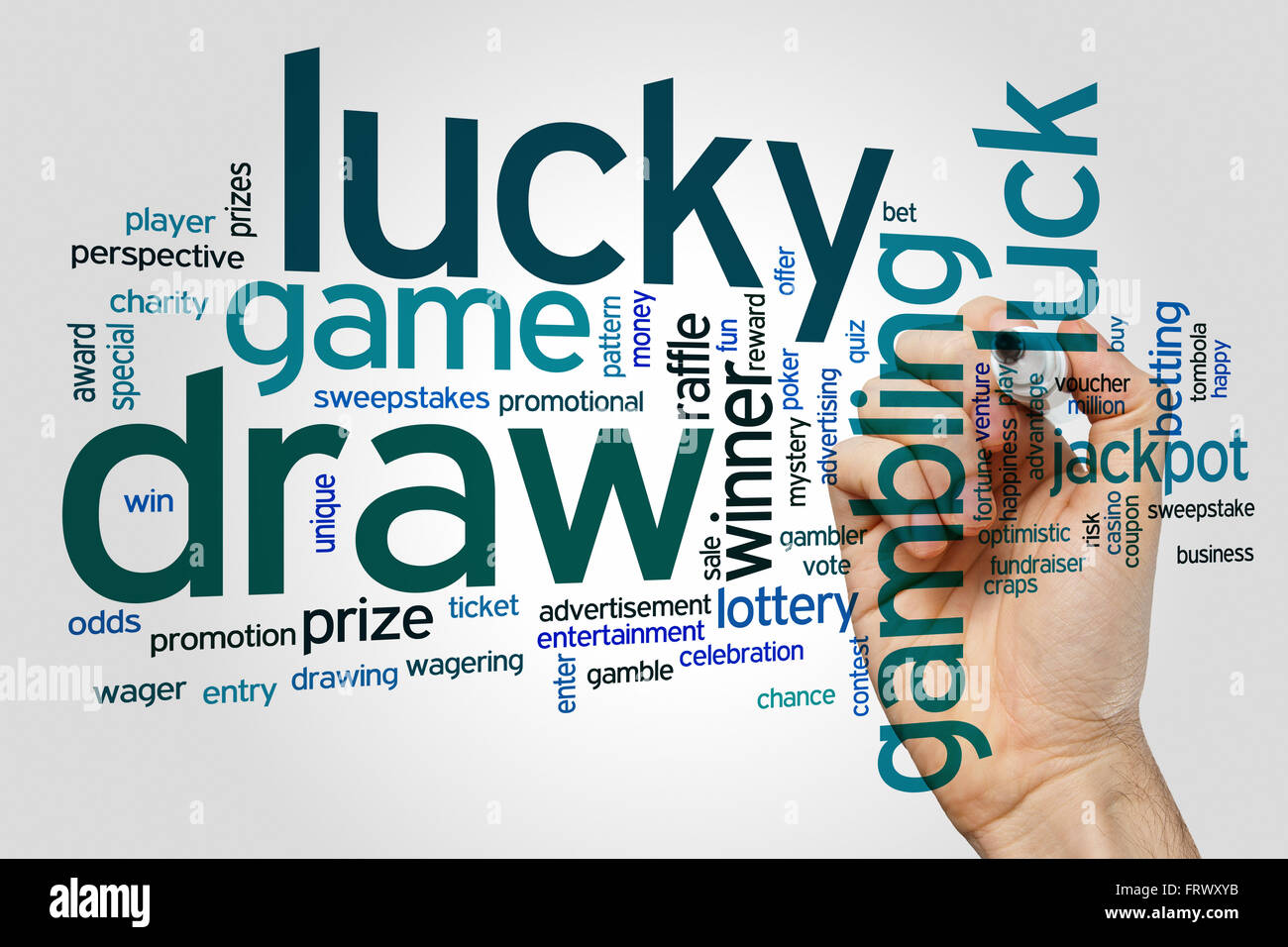 Lucky draw concept word cloud background Stock Photo - Alamy
