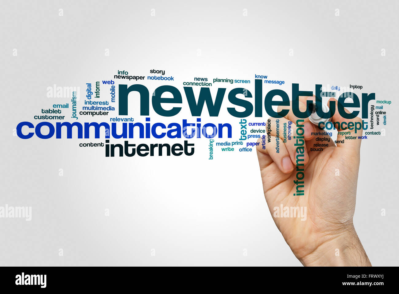 Newsletter word cloud Stock Photo - Alamy