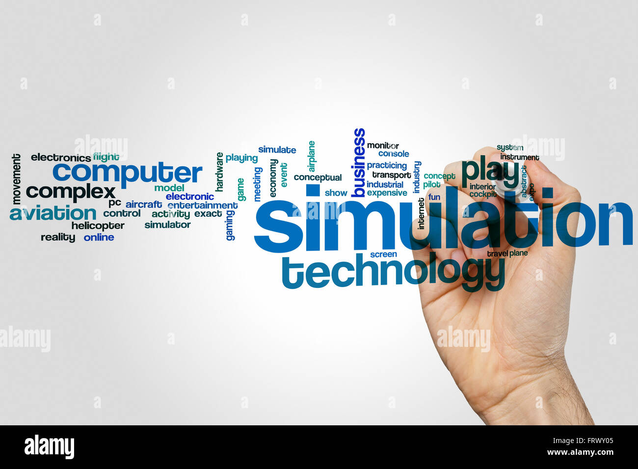 Simulation concept word cloud background Stock Photo - Alamy