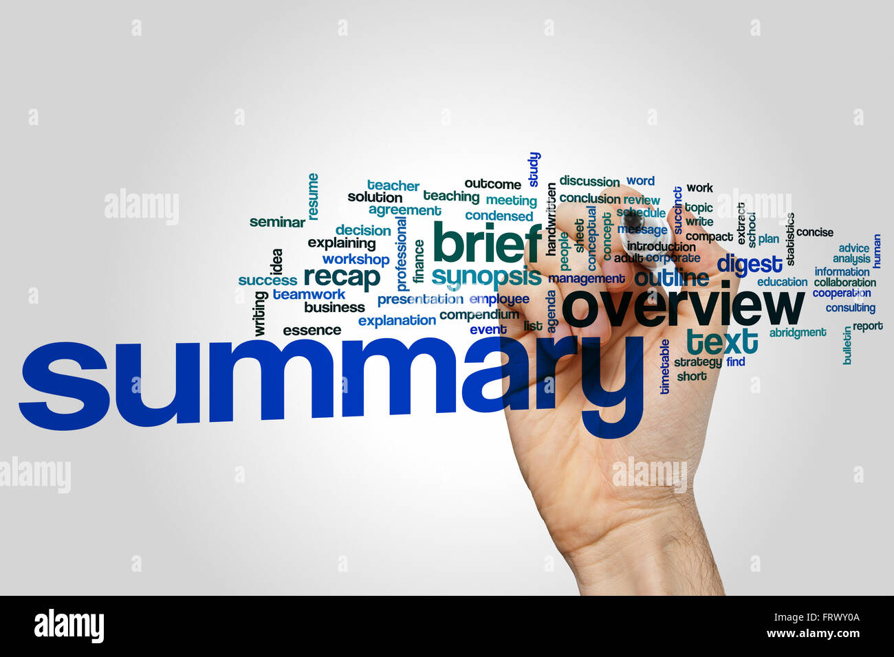 Summary word cloud concept Stock Photo - Alamy