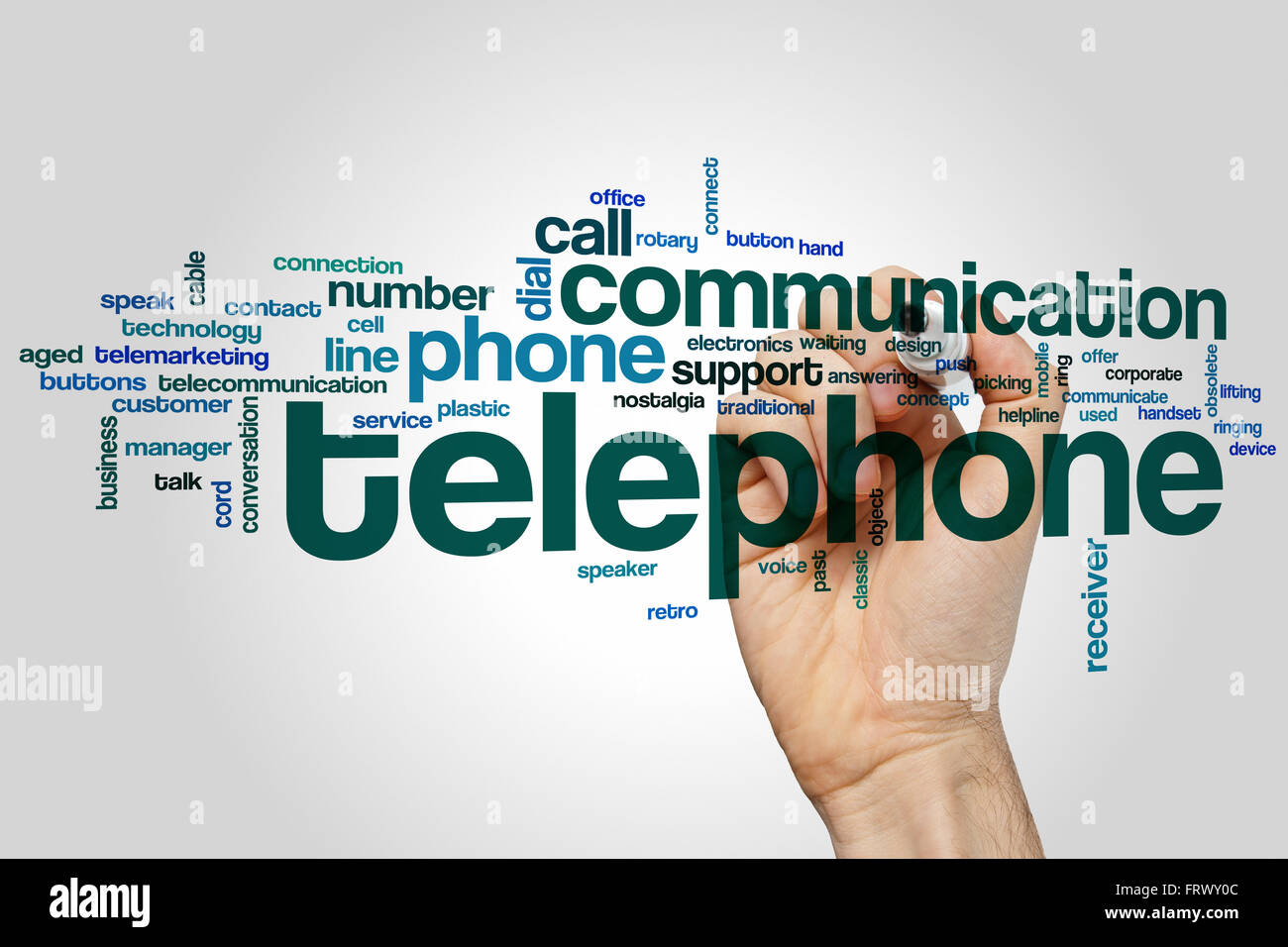 Telephone word cloud concept Stock Photo - Alamy
