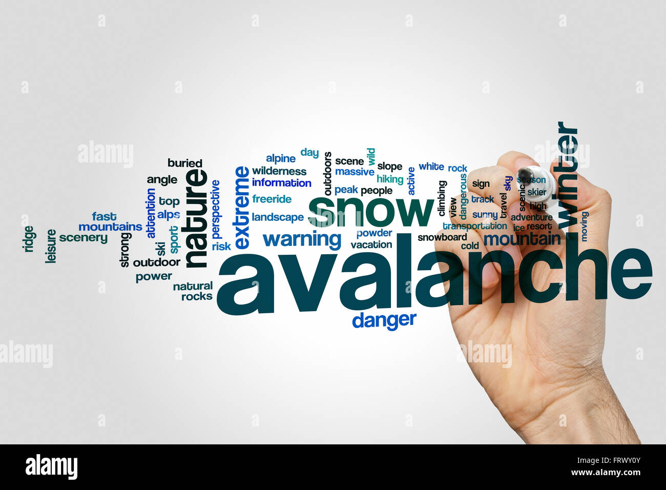 Avalanche word cloud Stock Photo - Alamy