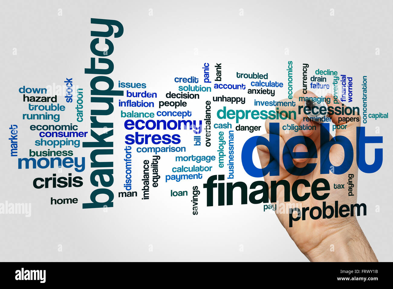 Debt word cloud concept Stock Photo - Alamy