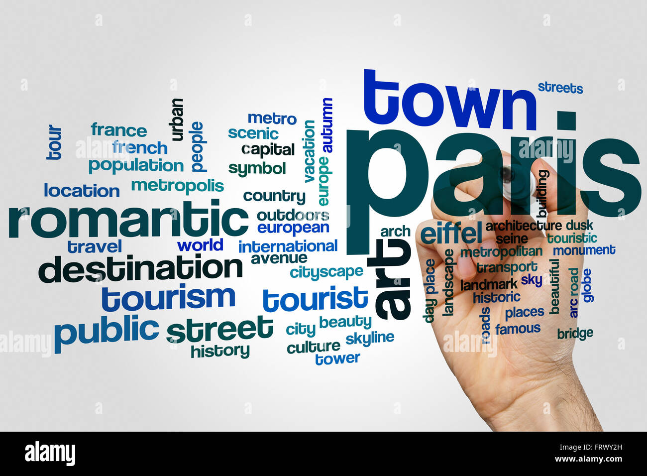 Paris word cloud concept Stock Photo - Alamy