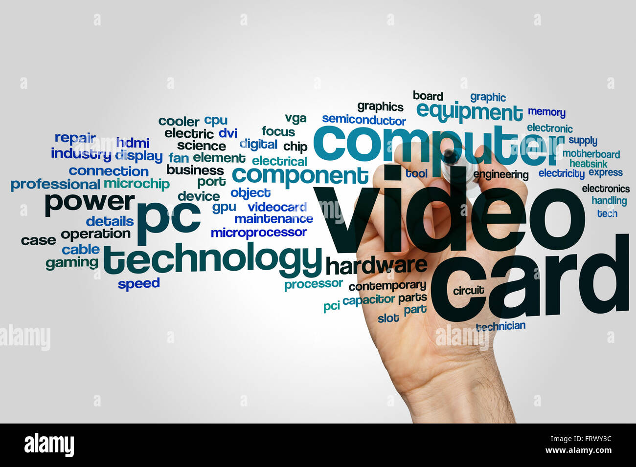 Video card word cloud concept Stock Photo - Alamy