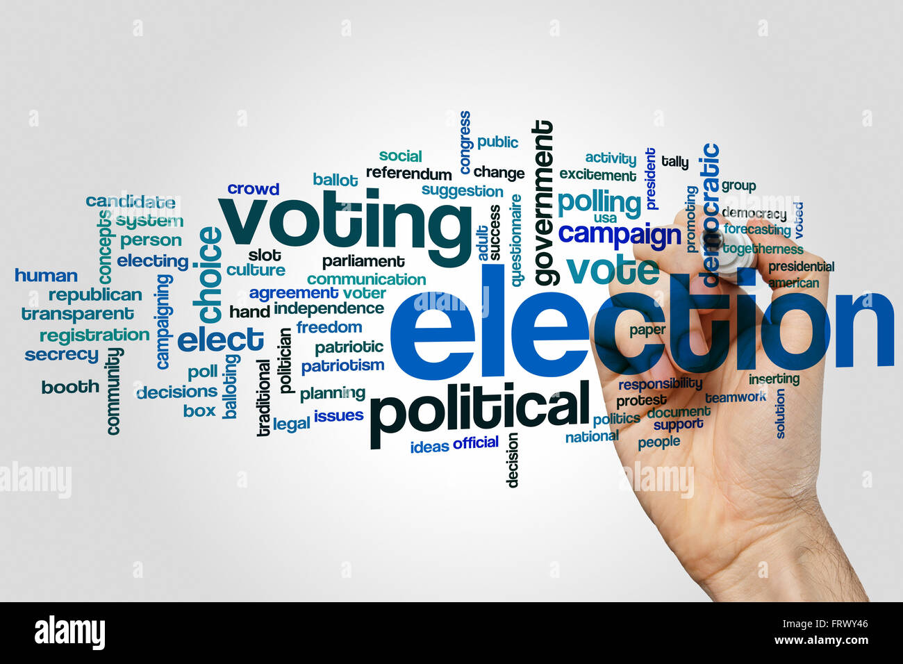 Election concept word cloud background Stock Photo - Alamy