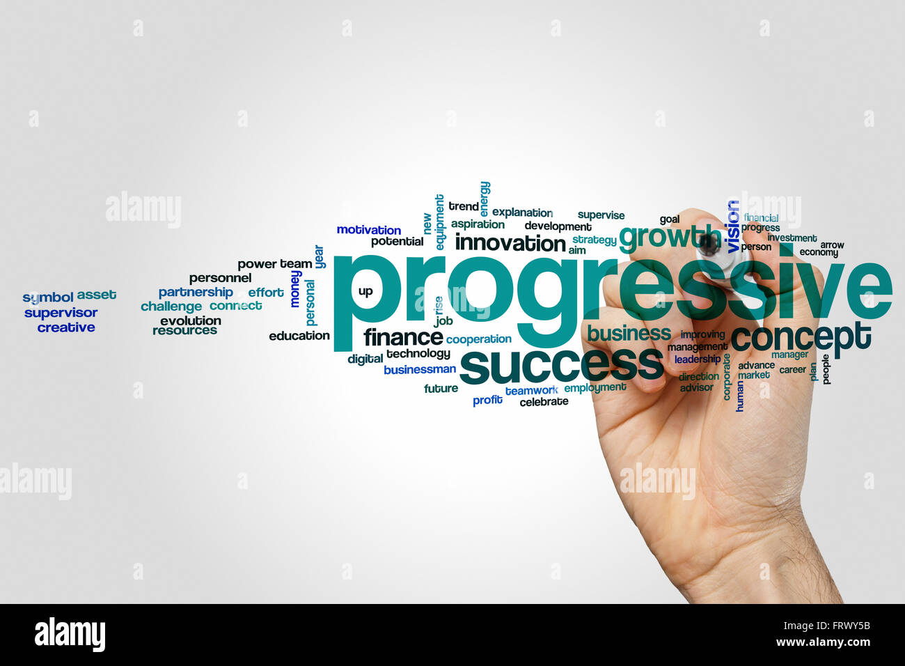 Progressive word cloud Stock Photo - Alamy