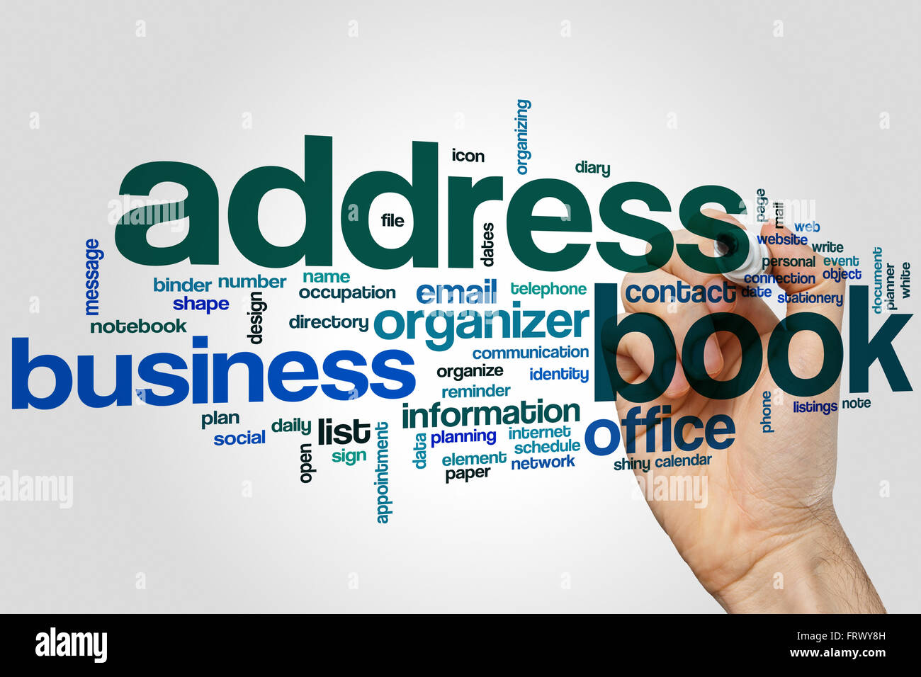 Address book word cloud concept Stock Photo - Alamy