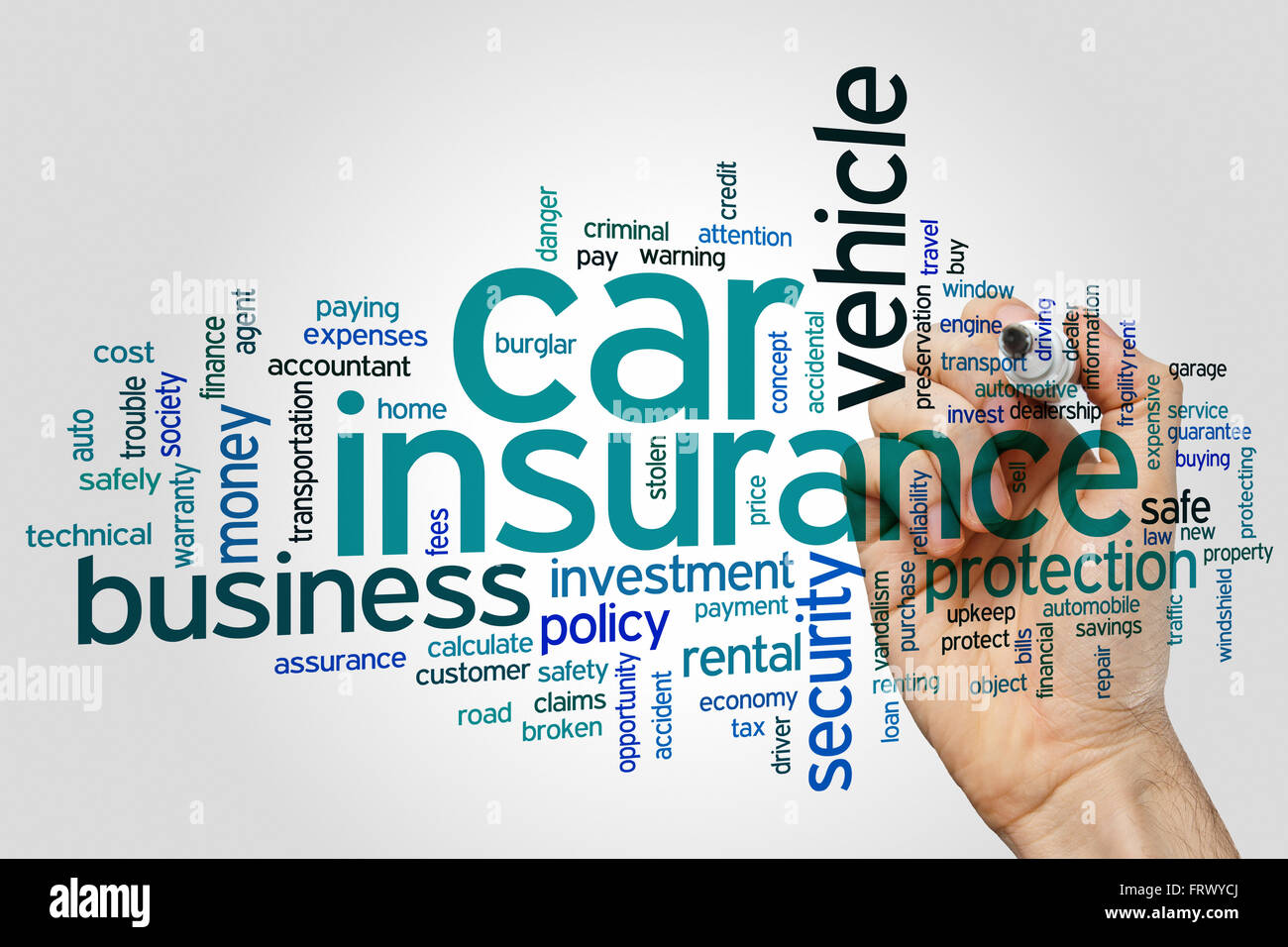 Car insurance concept word cloud background Stock Photo - Alamy