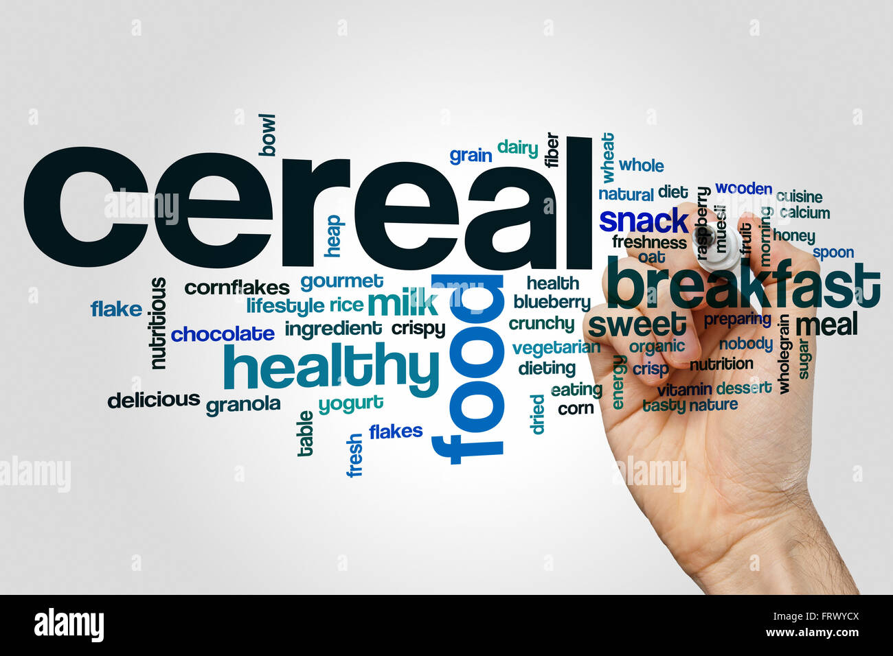 Cereal word cloud Stock Photo - Alamy