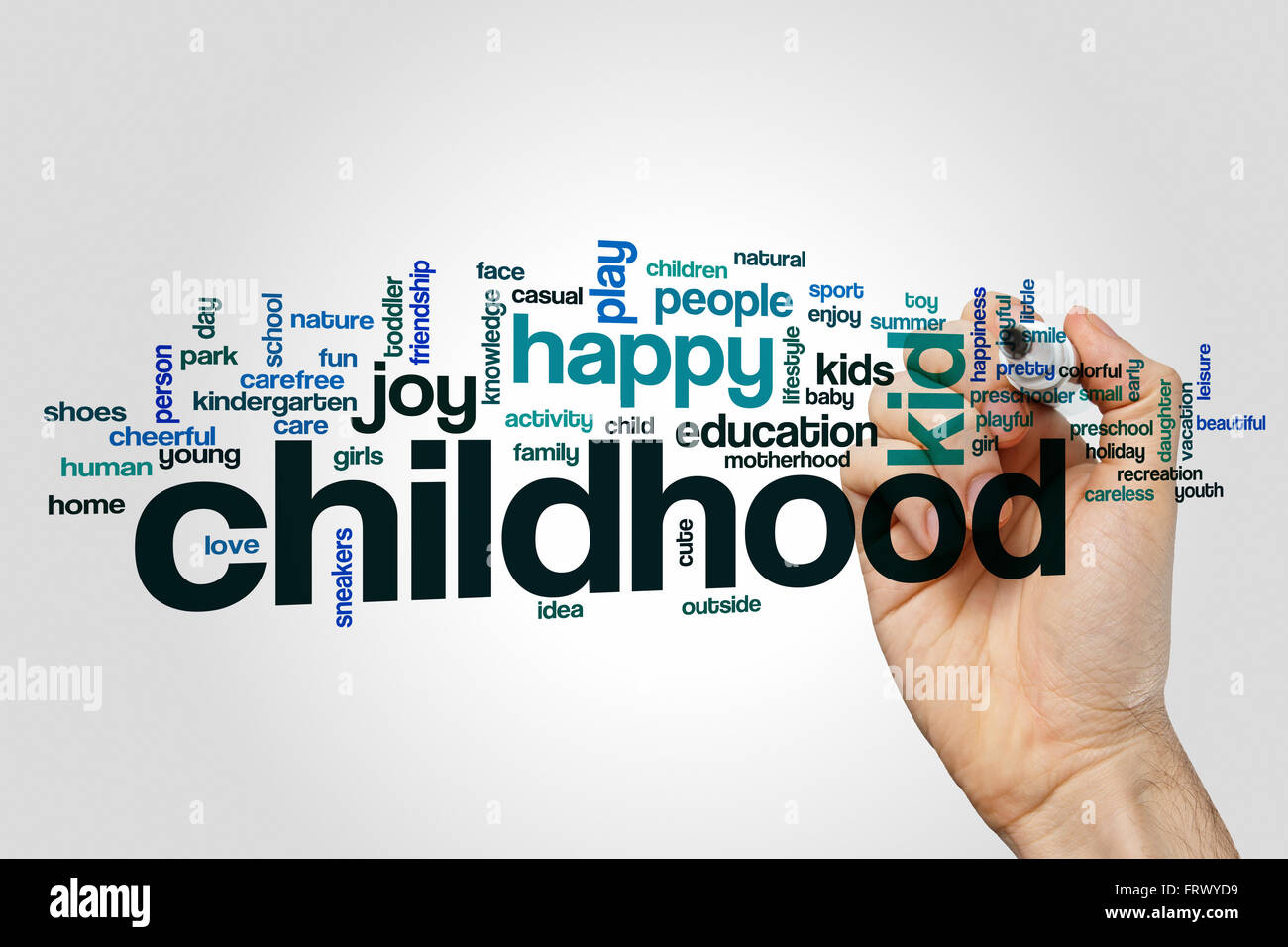 Childhood word cloud Stock Photo - Alamy