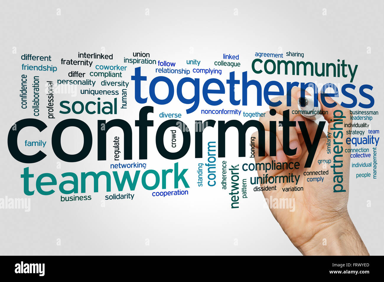 Conformity concept word cloud background Stock Photo - Alamy