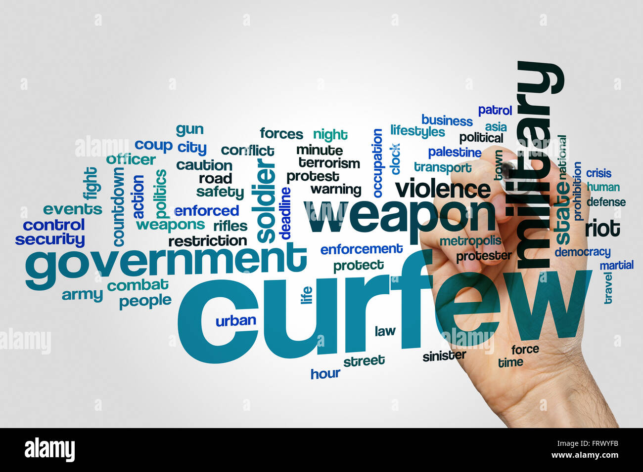 Curfew concept word cloud background Stock Photo - Alamy