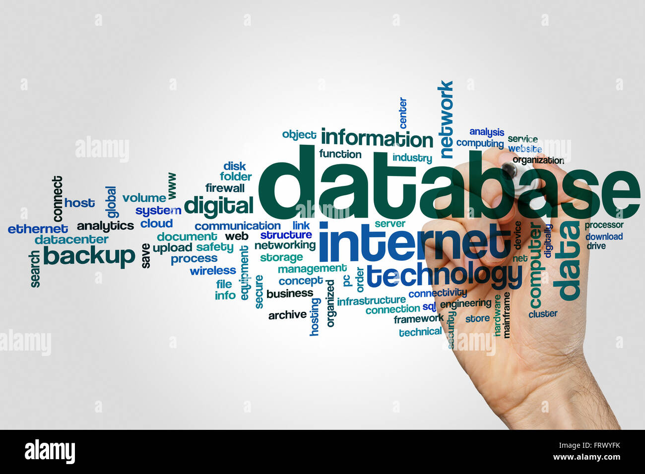 Database word cloud concept Stock Photo - Alamy