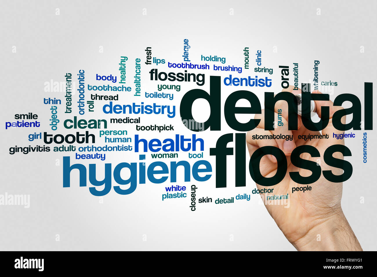 Dental floss word cloud concept with hygiene care related tags Stock ...
