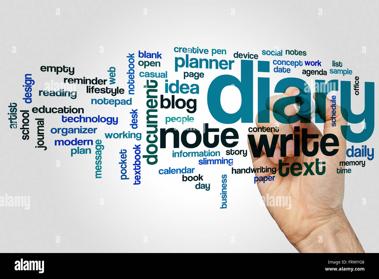Diary word cloud concept Stock Photo - Alamy