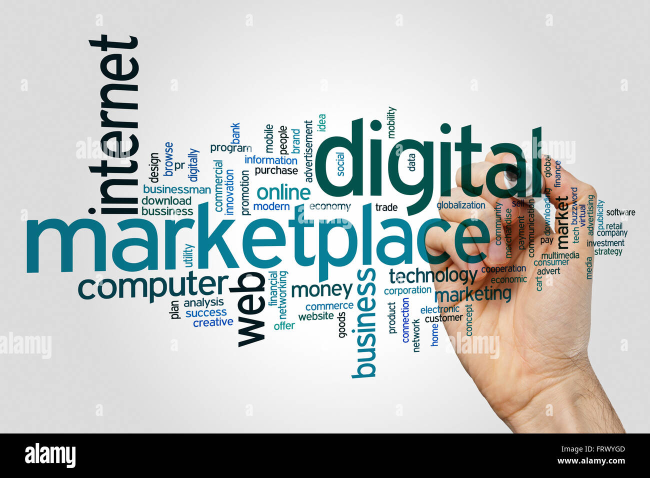Digital marketplace concept word cloud background Stock Photo - Alamy