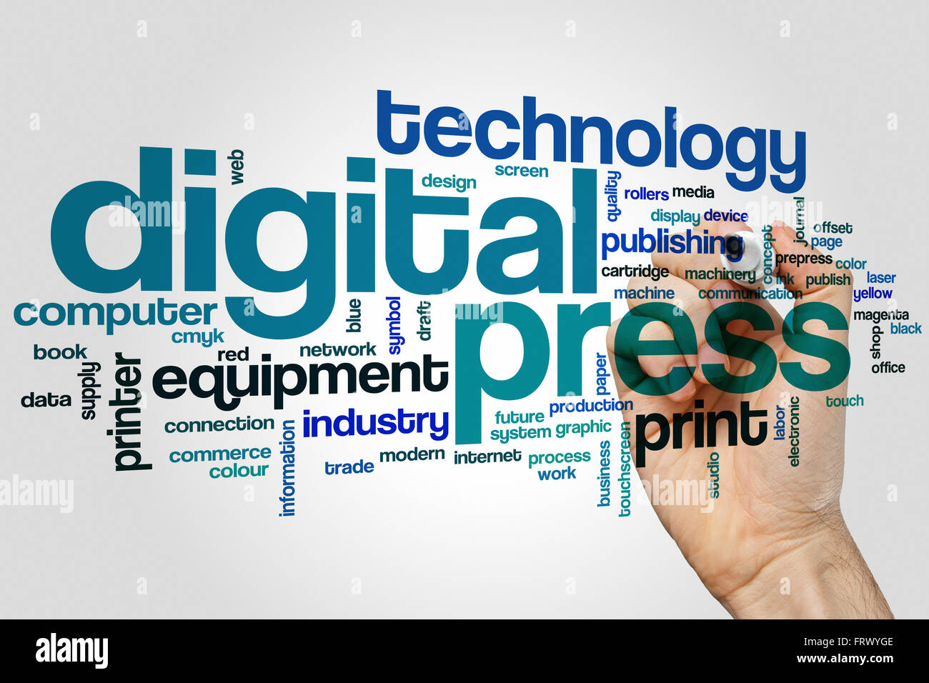 Digital press word cloud concept Stock Photo - Alamy