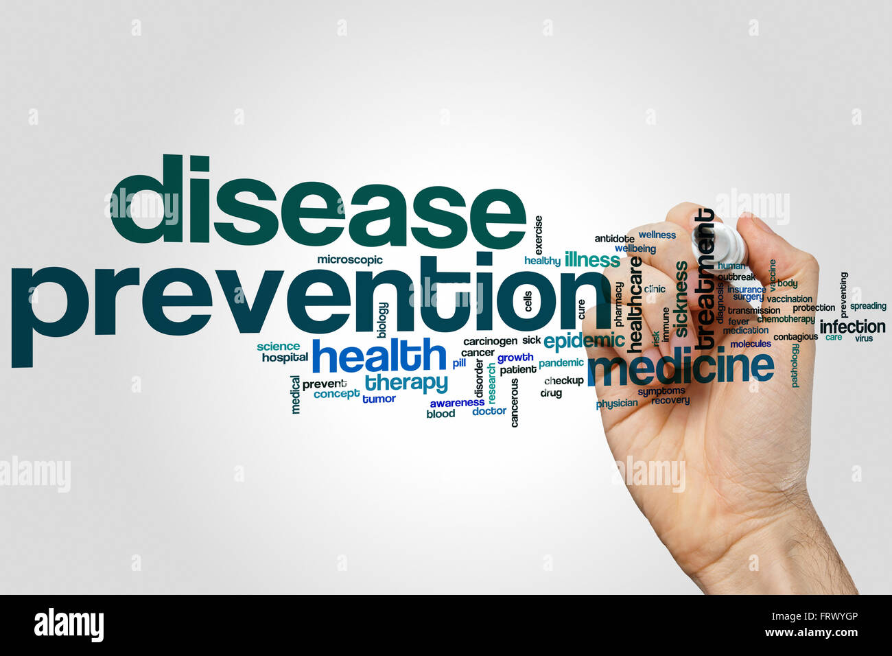 Disease prevention word cloud concept Stock Photo - Alamy