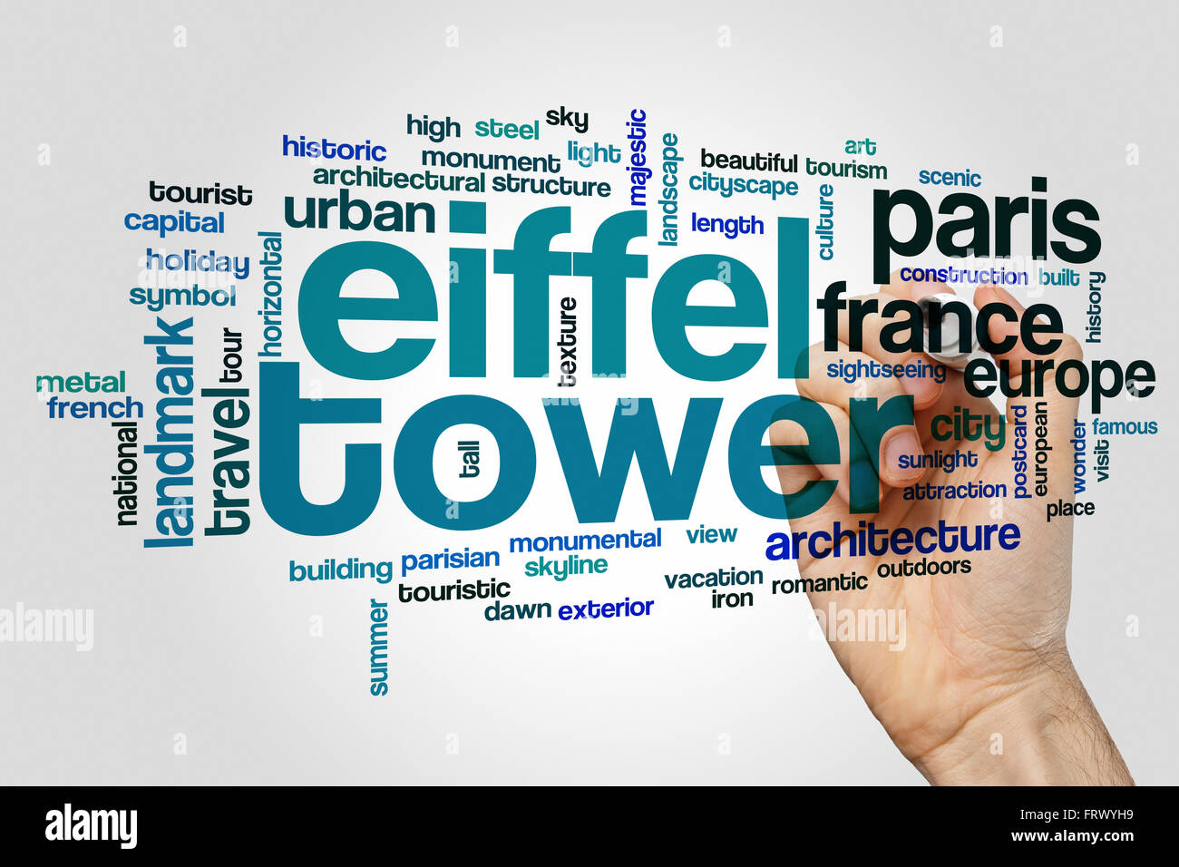 Eiffel tower word cloud Stock Photo - Alamy
