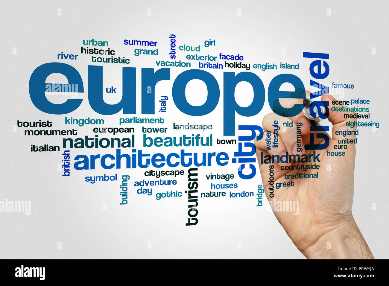 Europe word cloud Stock Photo - Alamy