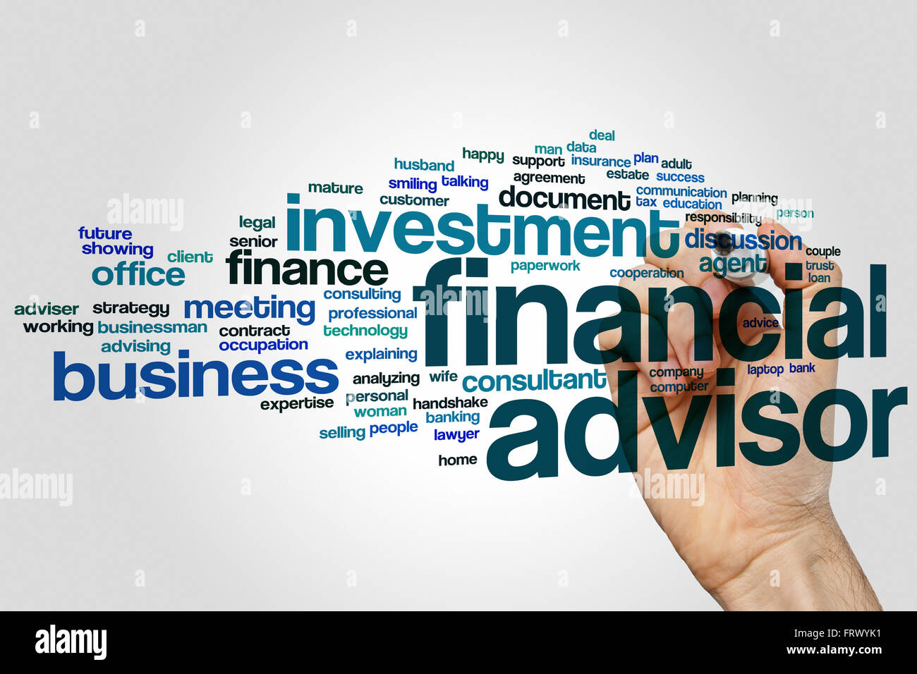 Financial advisor word cloud concept with investment business related ...