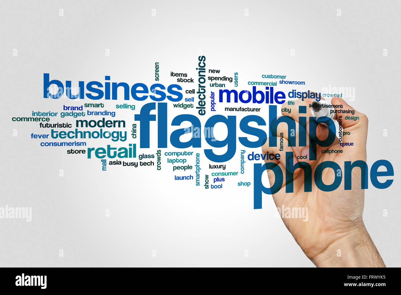 Flagship phone word cloud Stock Photo - Alamy
