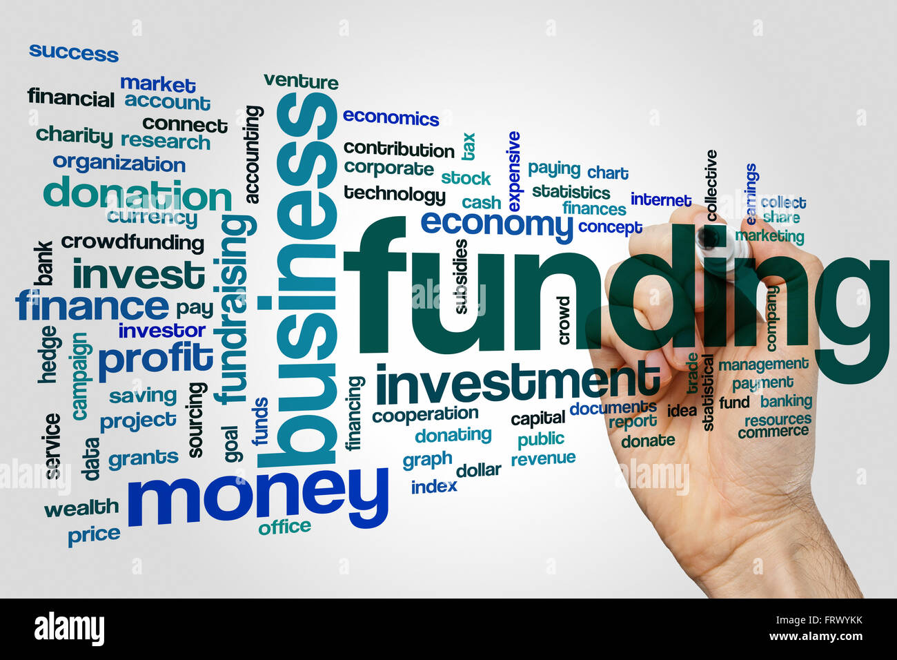 Funding word cloud concept Stock Photo - Alamy