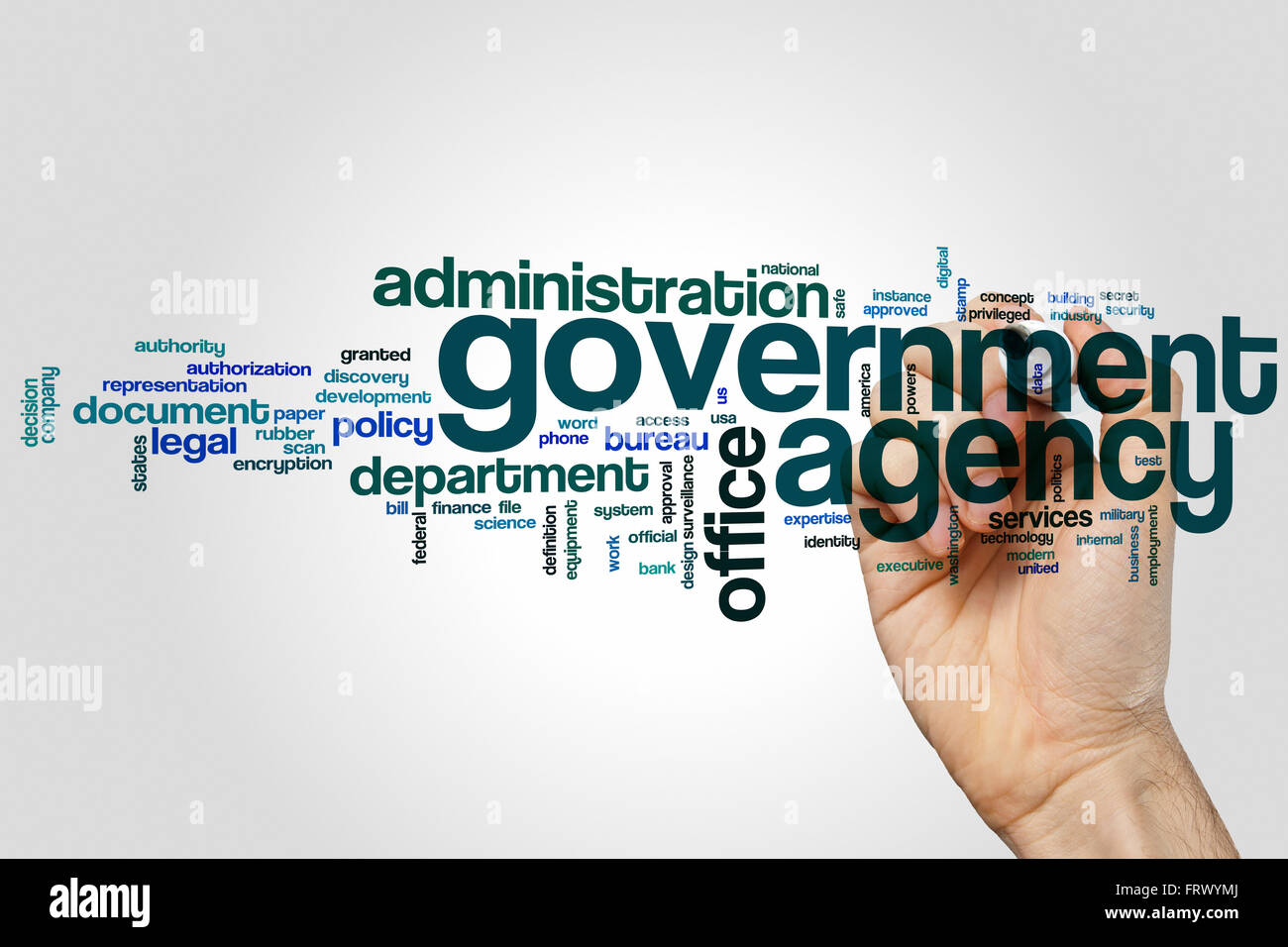 Government agency word cloud concept with office administration related ...