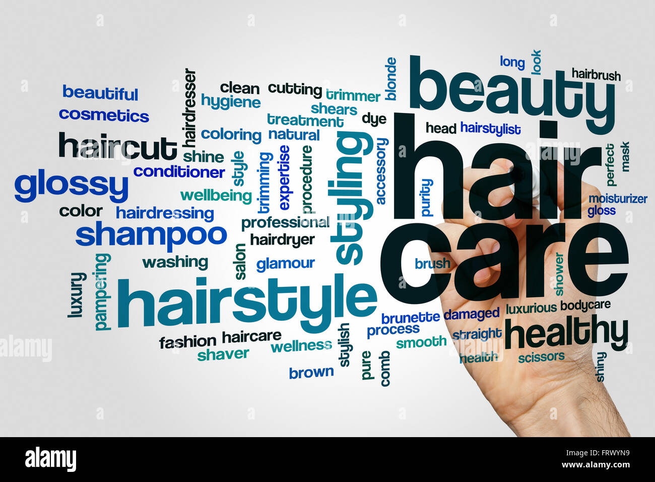 Hair care concept word cloud background Stock Photo - Alamy
