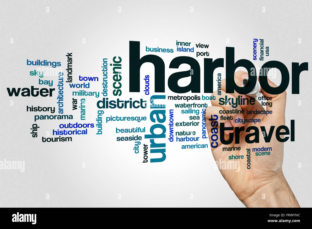 Harbor word cloud Stock Photo - Alamy