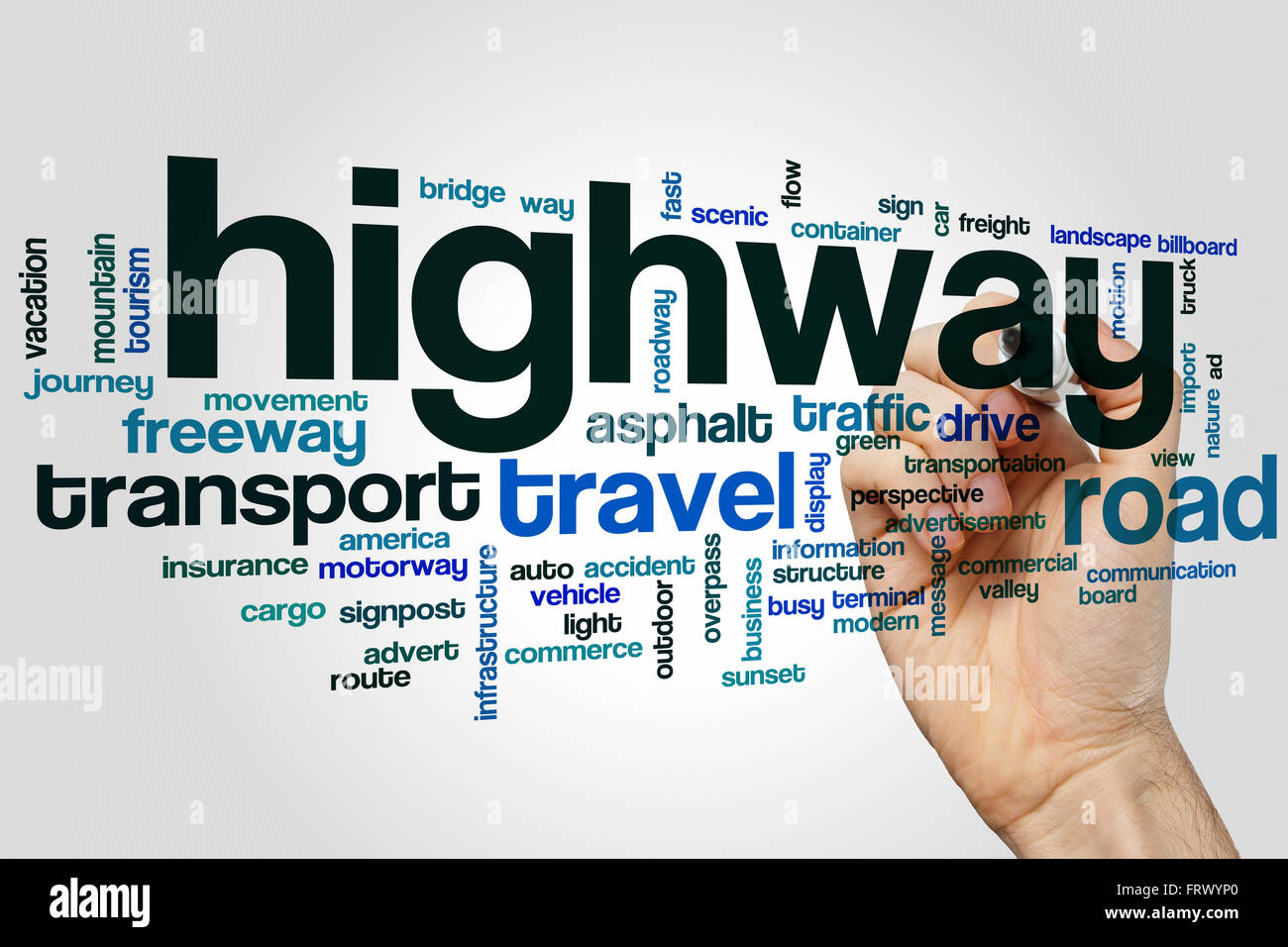 Highway word cloud concept Stock Photo - Alamy