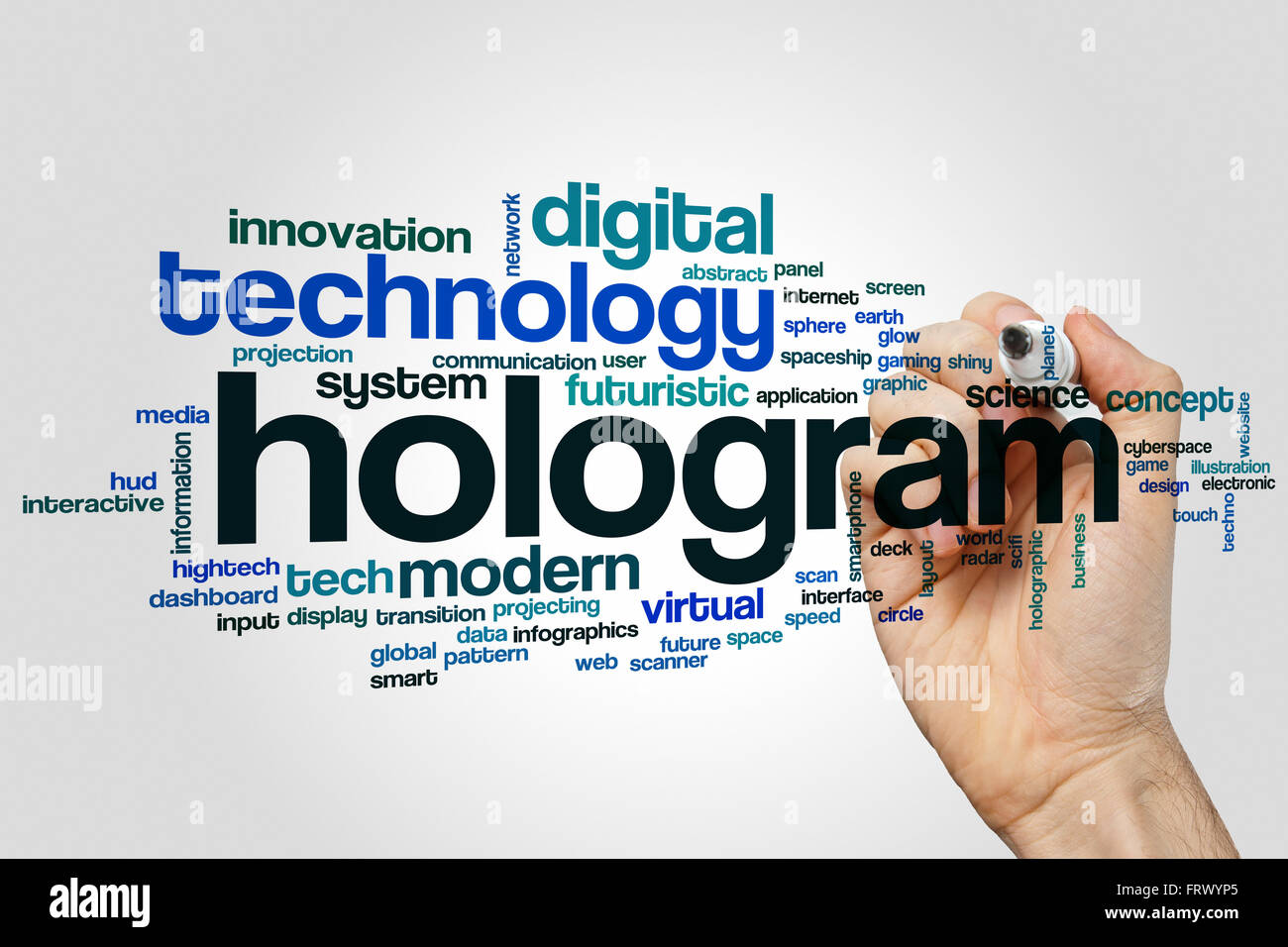 Hologram word cloud concept with modern virtual related tags Stock ...