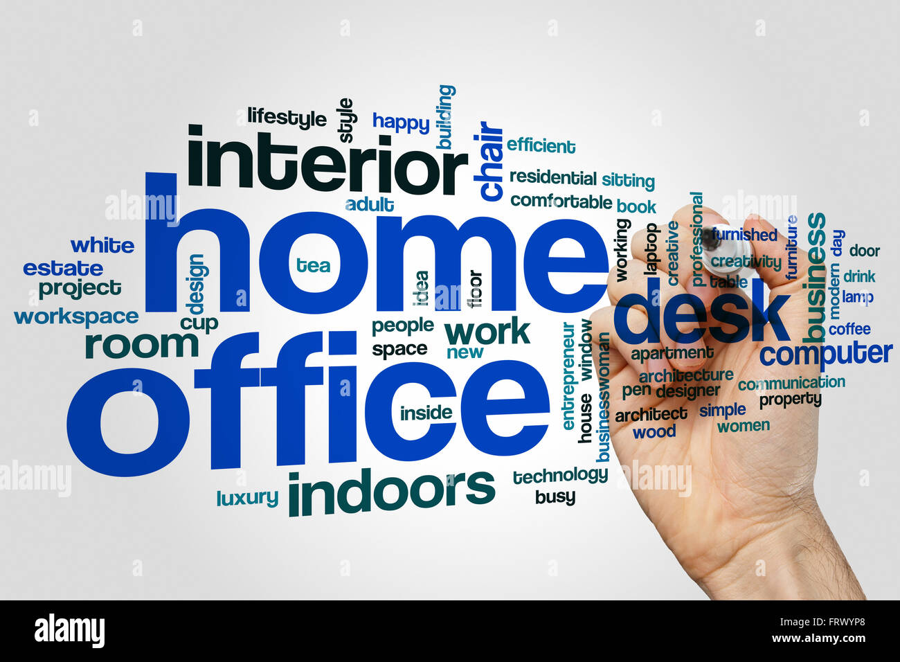 Home office word cloud concept Stock Photo - Alamy