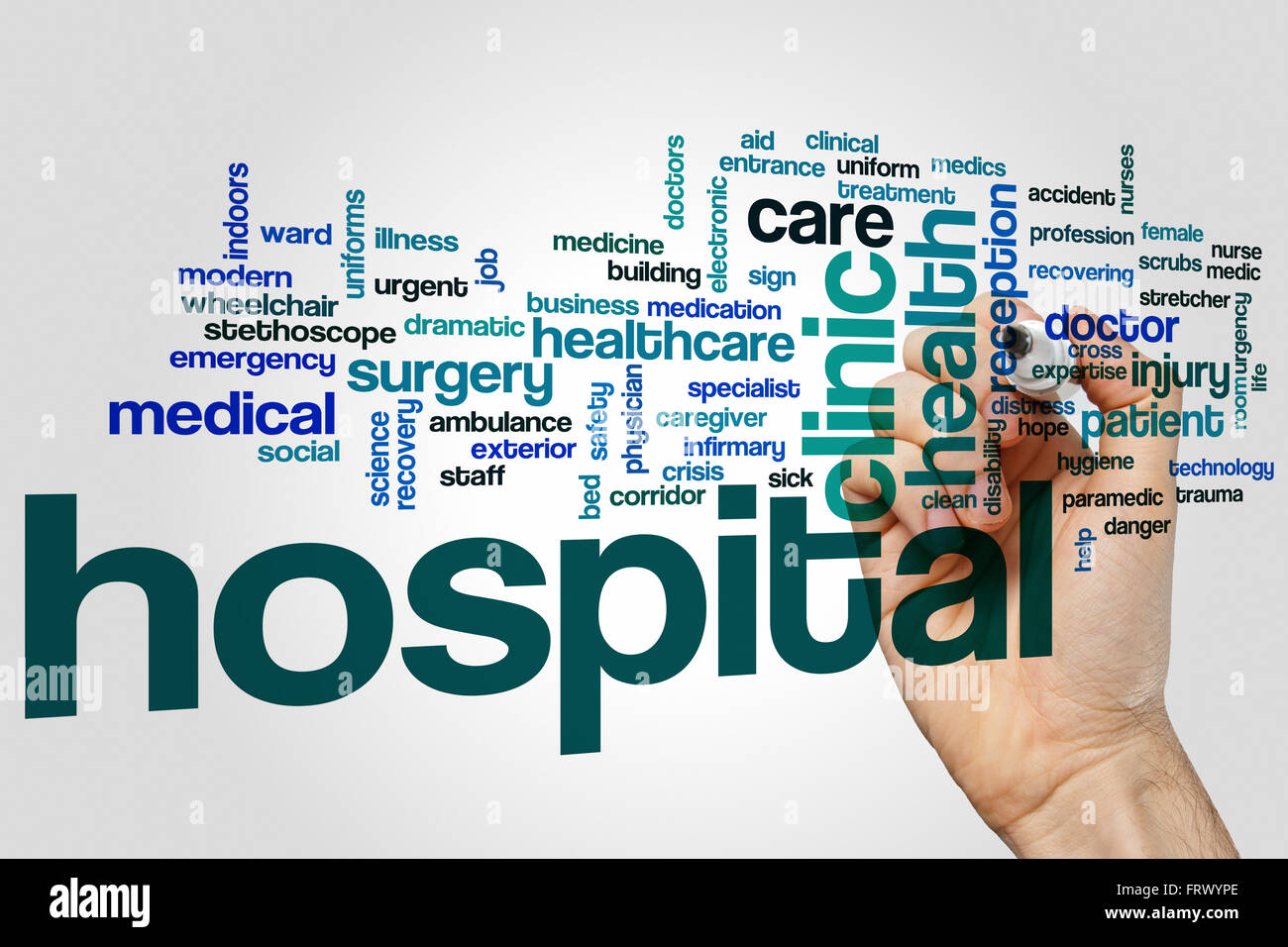 Hospital word cloud concept Stock Photo - Alamy