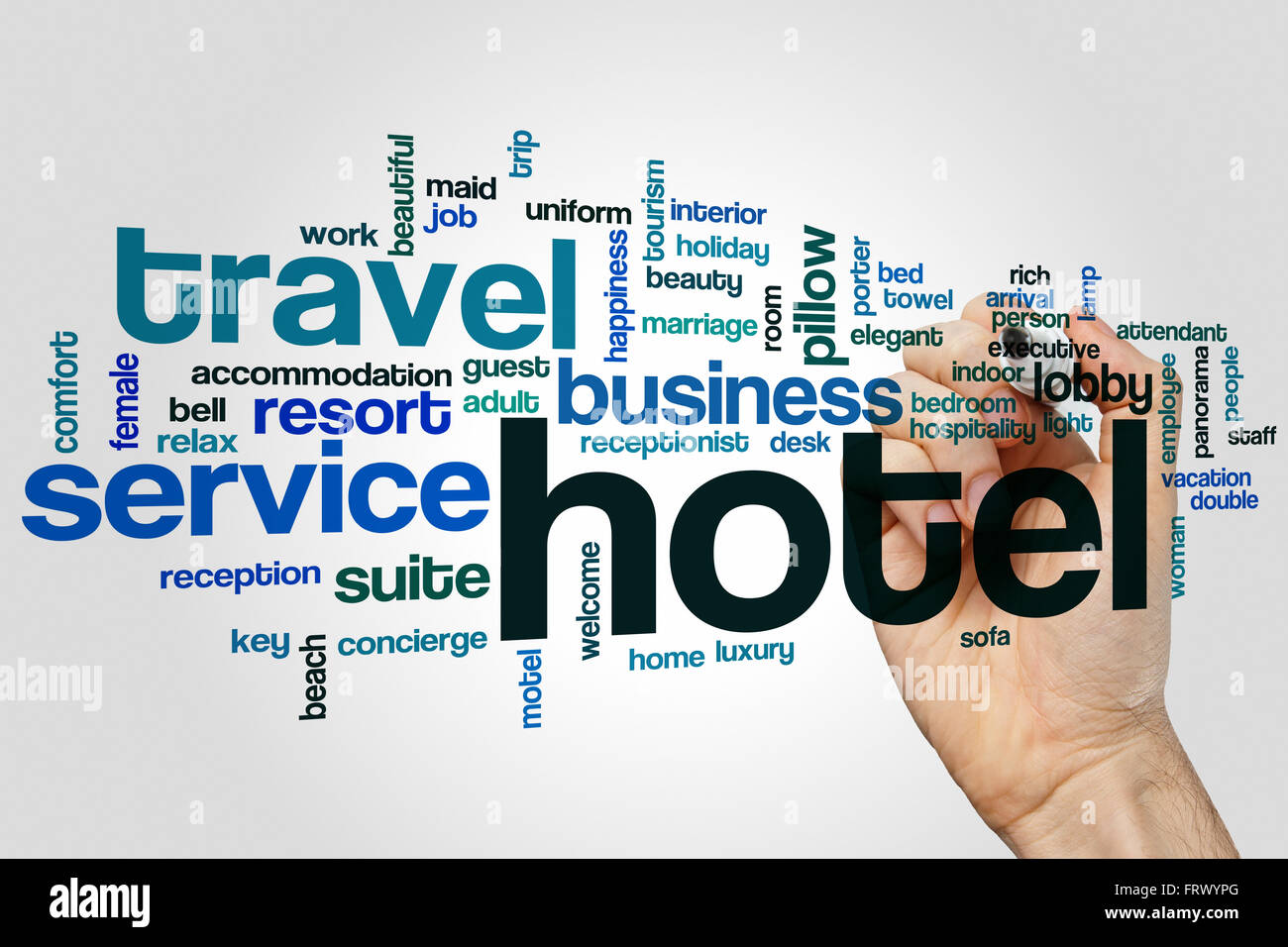 Hotel word cloud concept Stock Photo - Alamy
