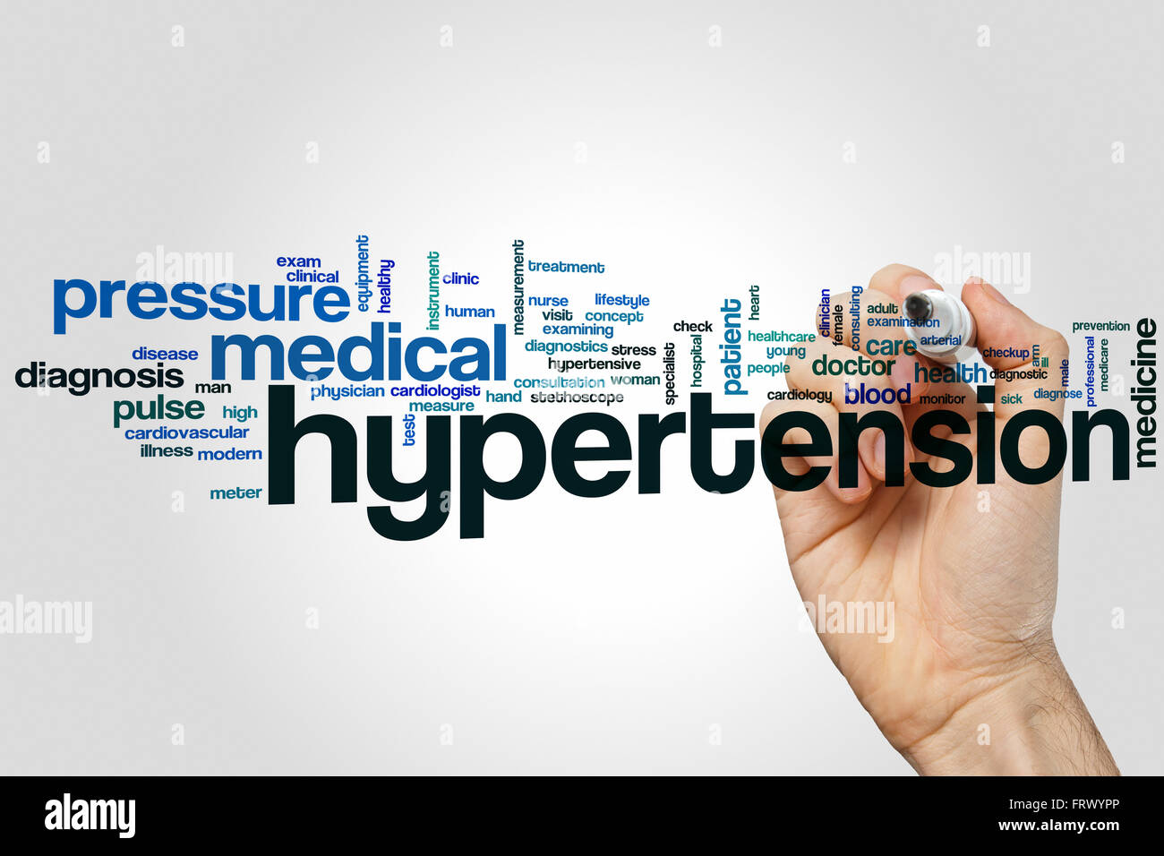 Hypertension word cloud concept Stock Photo - Alamy