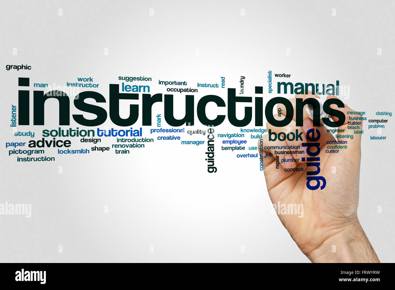 Instructions word cloud concept Stock Photo - Alamy