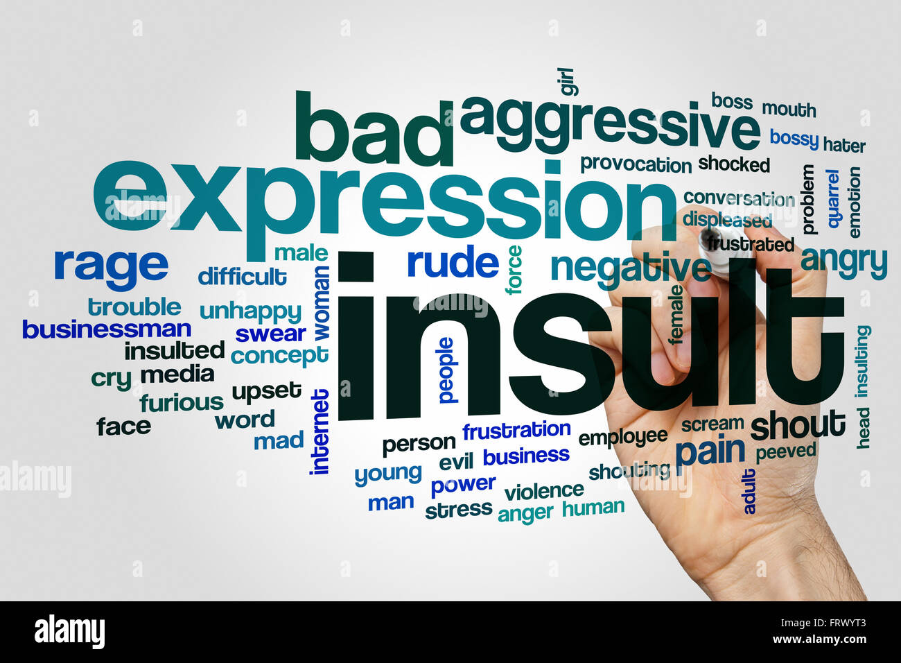 Insult word cloud concept with rude angry related tags Stock Photo - Alamy