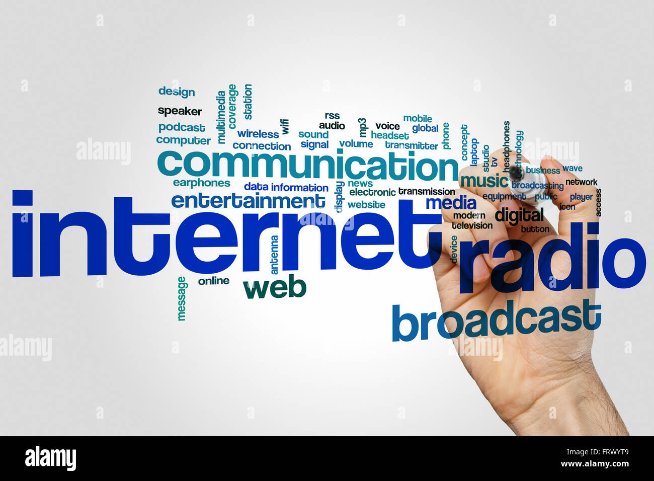 Internet radio word cloud concept Stock Photo - Alamy