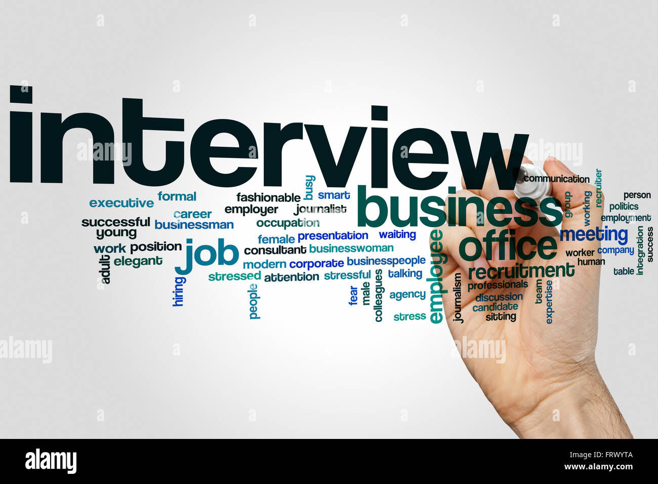 Interview word cloud concept Stock Photo - Alamy