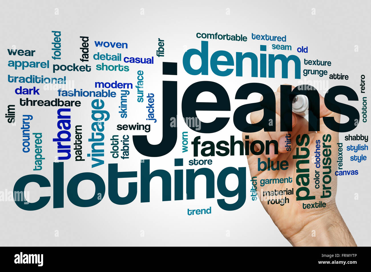 Jeans concept word cloud background Stock Photo - Alamy