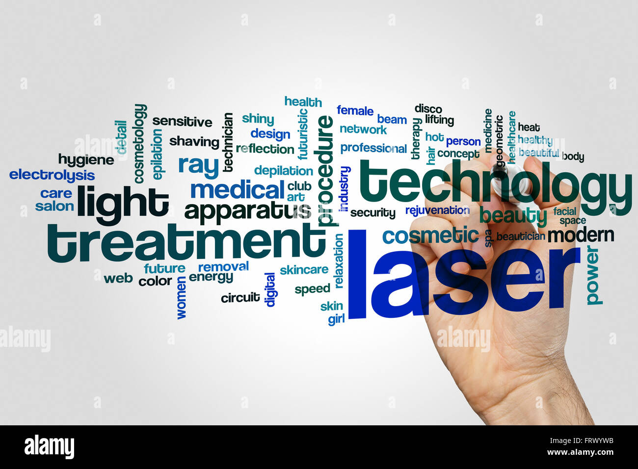 Laser word cloud concept with technology modern related tags Stock ...