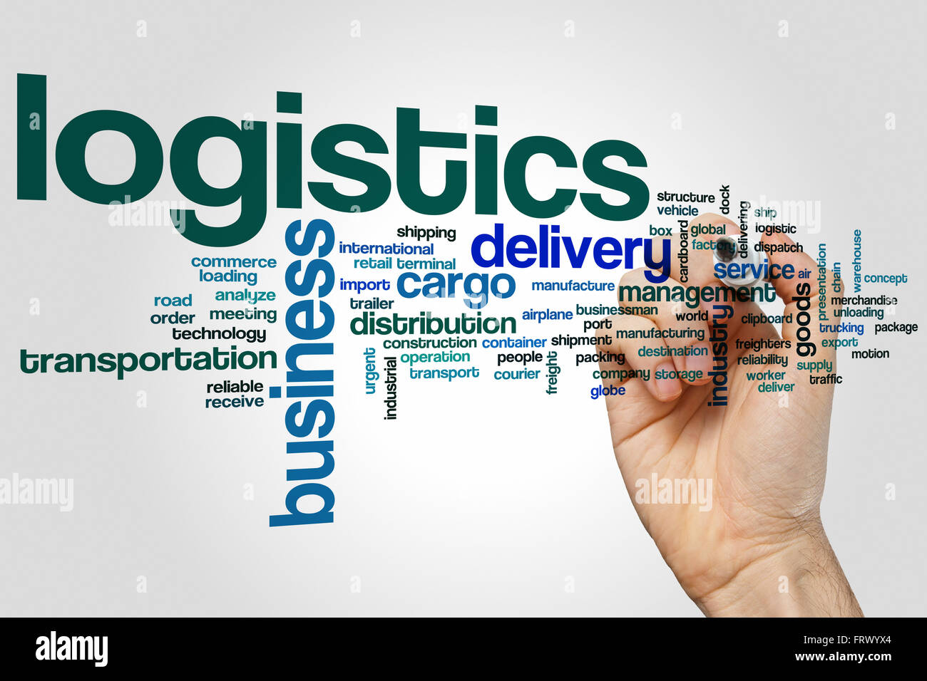 Logistics word cloud concept Stock Photo - Alamy