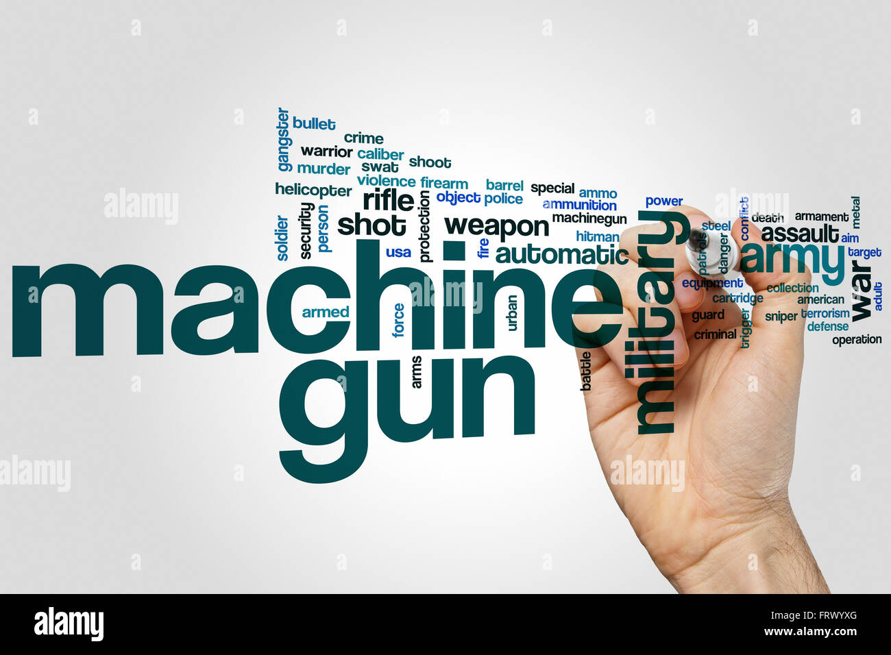 Machine gun word cloud concept with army weapon related tags Stock ...
